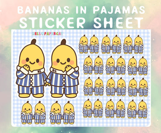 Bananas in pajamas sticker sheet – HelloPapercat