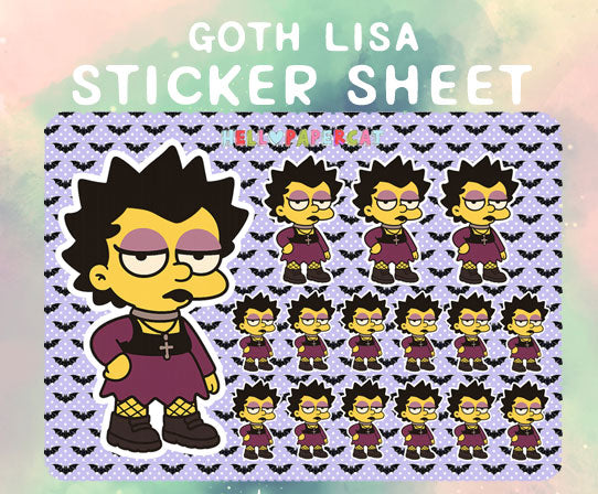 Goth Lisa sticker sheet – HelloPapercat